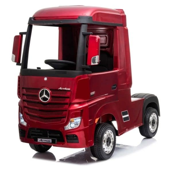 Mercedes Actros 24V Electric Kids Truck With Trailer -Red - Outside Play