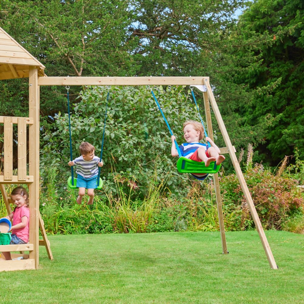 Tp Castlewood Double Wooden Swing Arm - FSC - Outside Play
