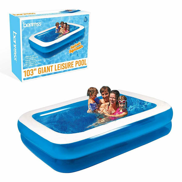 Benross 8Ft5 Rectangular Inflatable Paddling Pool - Outside Play