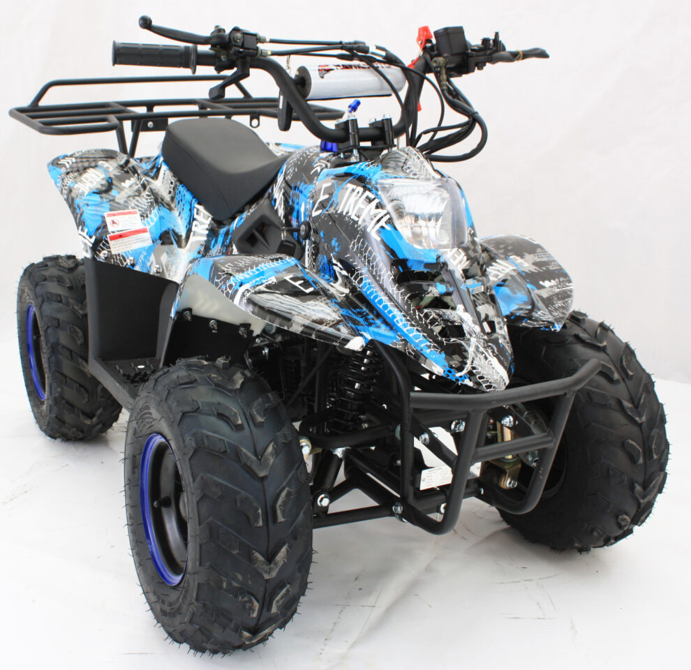 Hawkmoto Boulder Fun 110cc Kids Quad - Extreme Blue - Outside Play