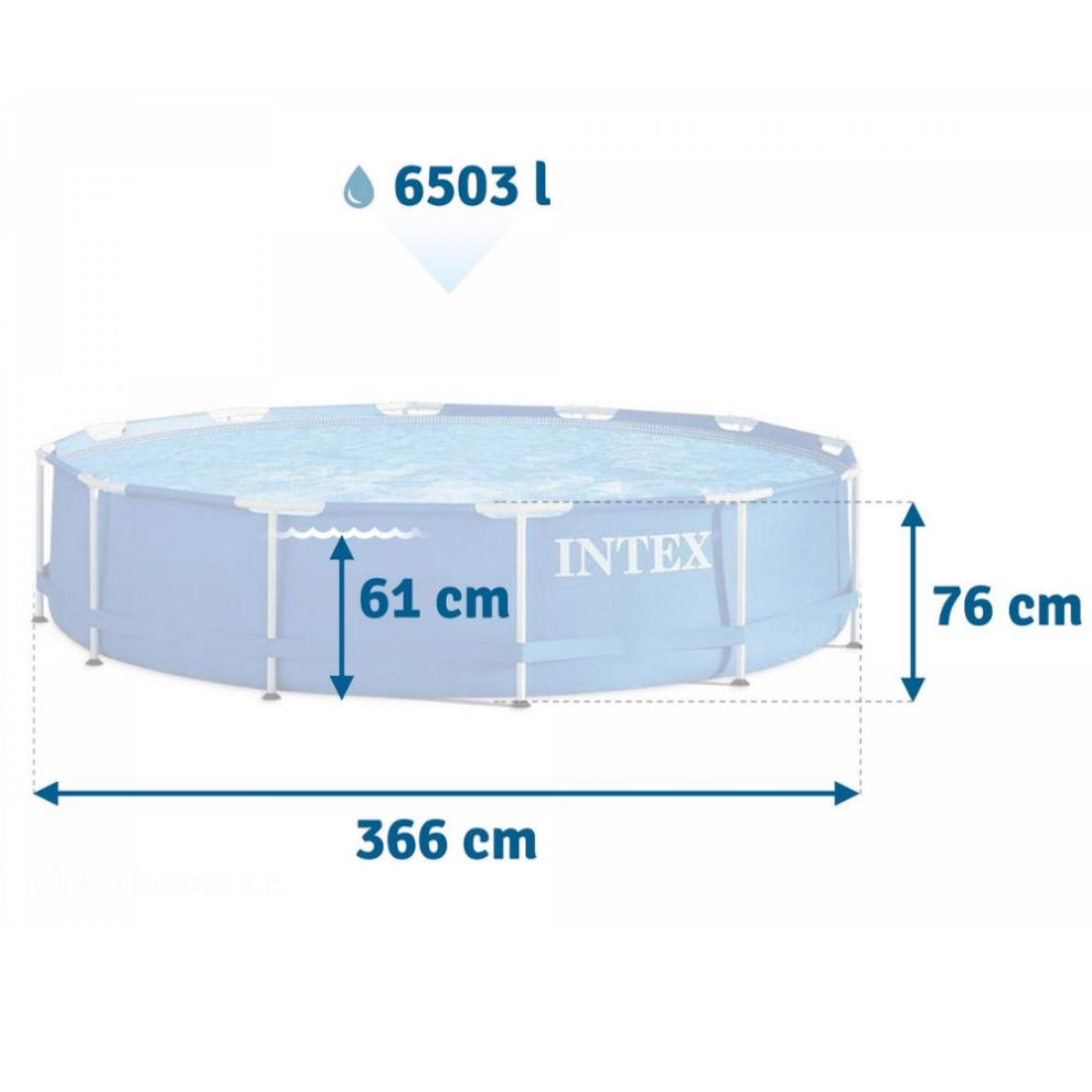 Intex 28210 Intex 12ft x 30in Metal Frame Swimming Above Ground Pool ...
