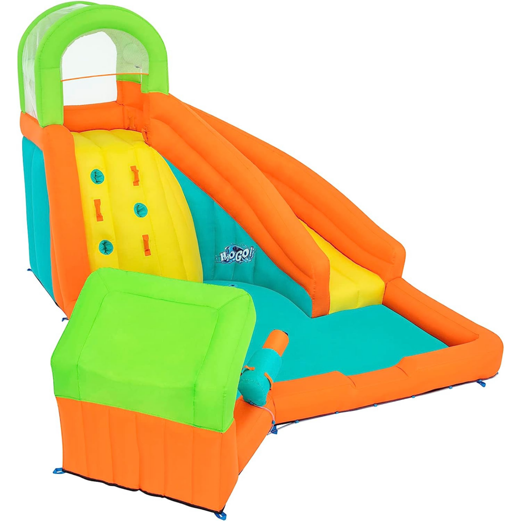 Bestway 53436 Water Slide Climbing Wall Canopy Cove Mega Water Park ...