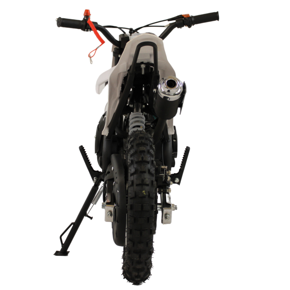 Hawkmoto Mayhem V2 50cc Kids Mini Dirt Bike White - Spider - Outside Play