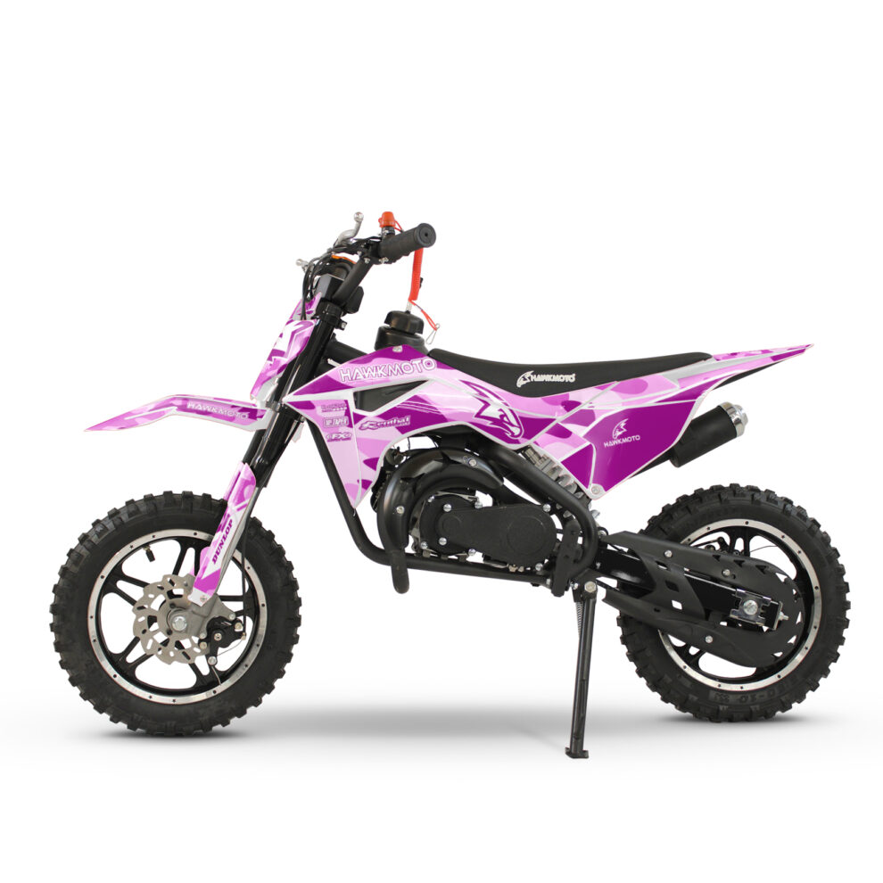 Hawkmoto Mayhem V2 50cc Kids Mini Dirt Bike White - Pink Camo - Outside ...